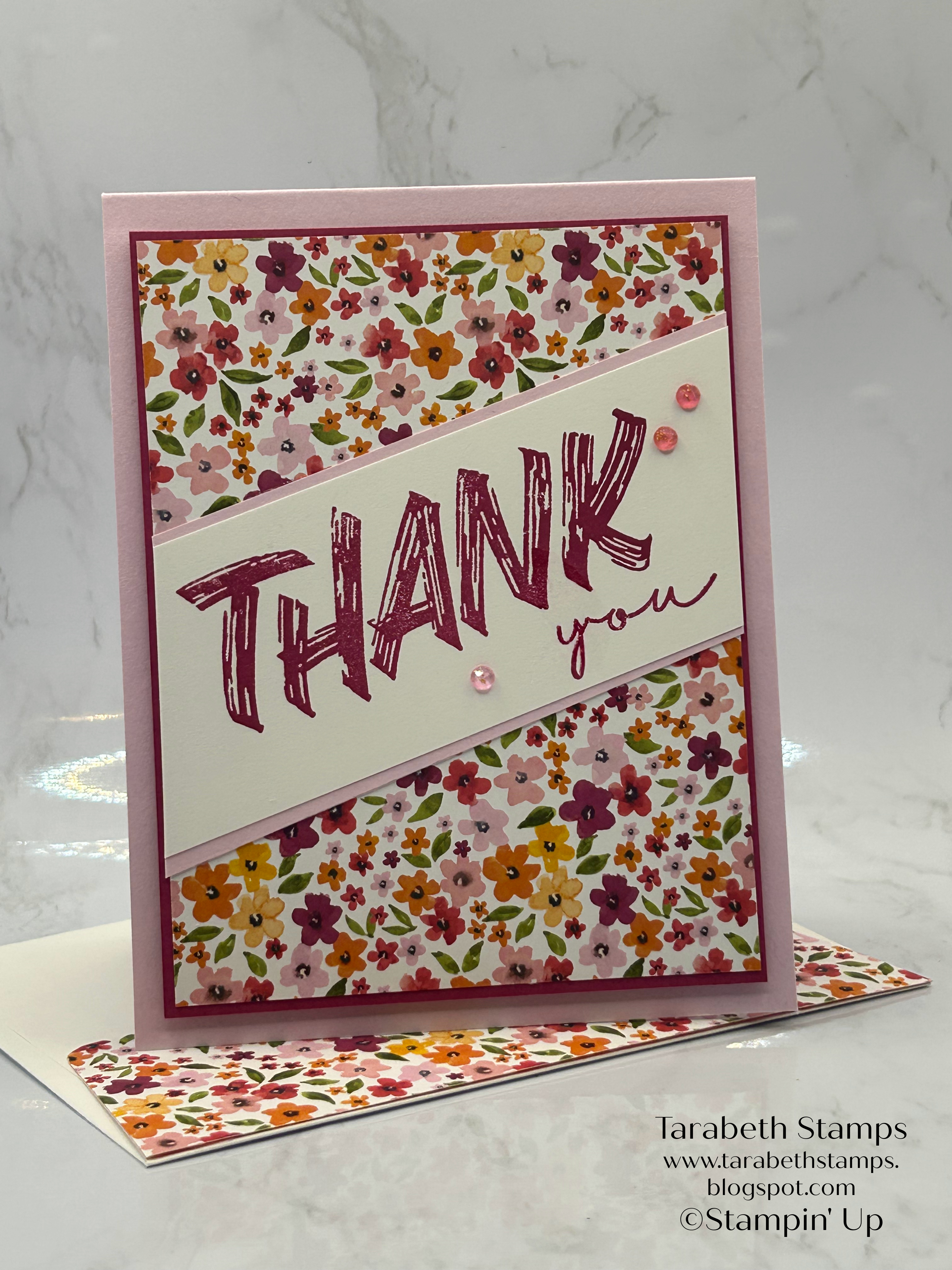 Stampin’ Up Layered Thoughts Thank You Card – Tarabeth Stamps