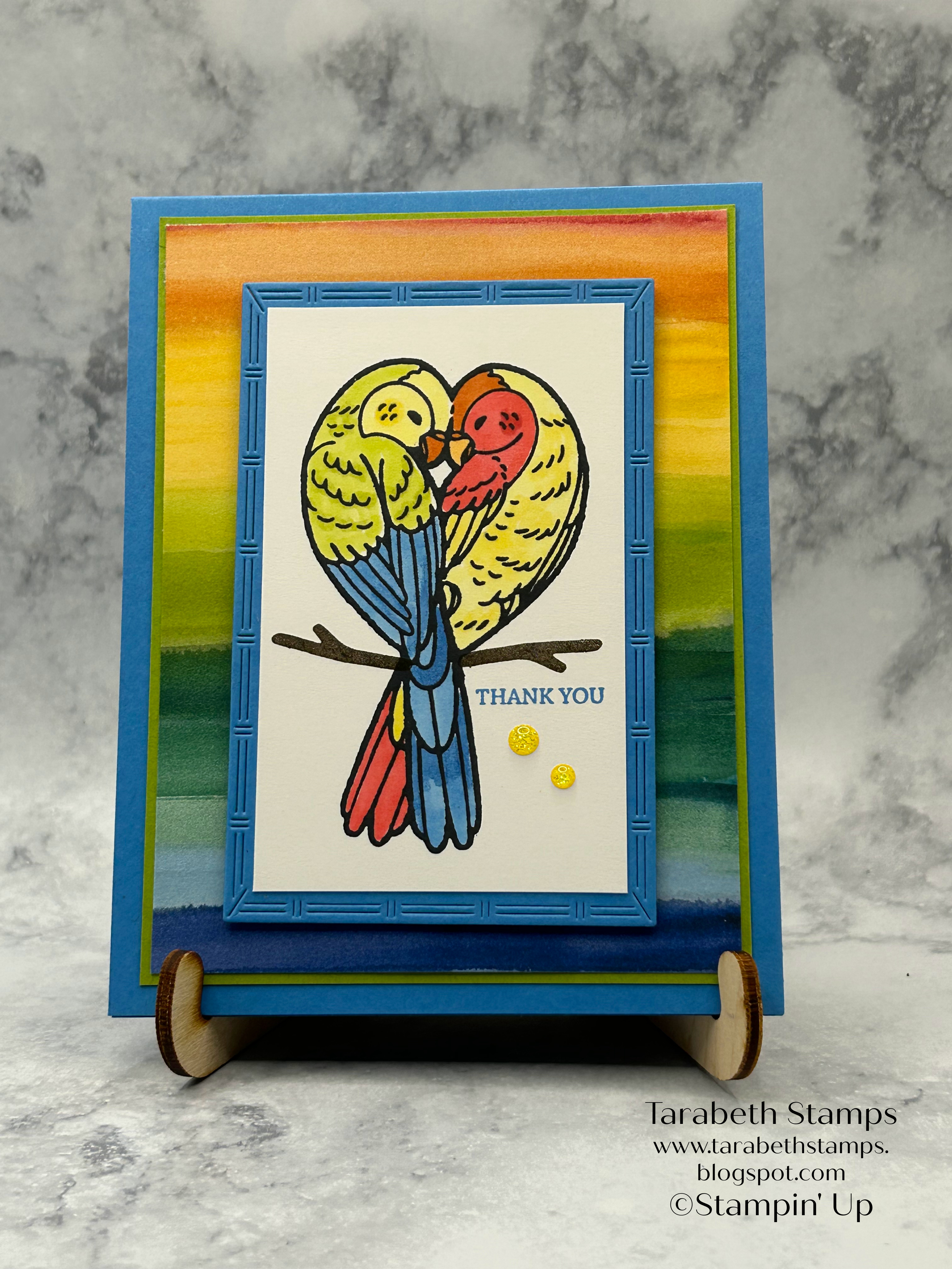Stampin’ Up Feathered Fun Thank You Card for Happy Inkin’ Thursday Blog ...