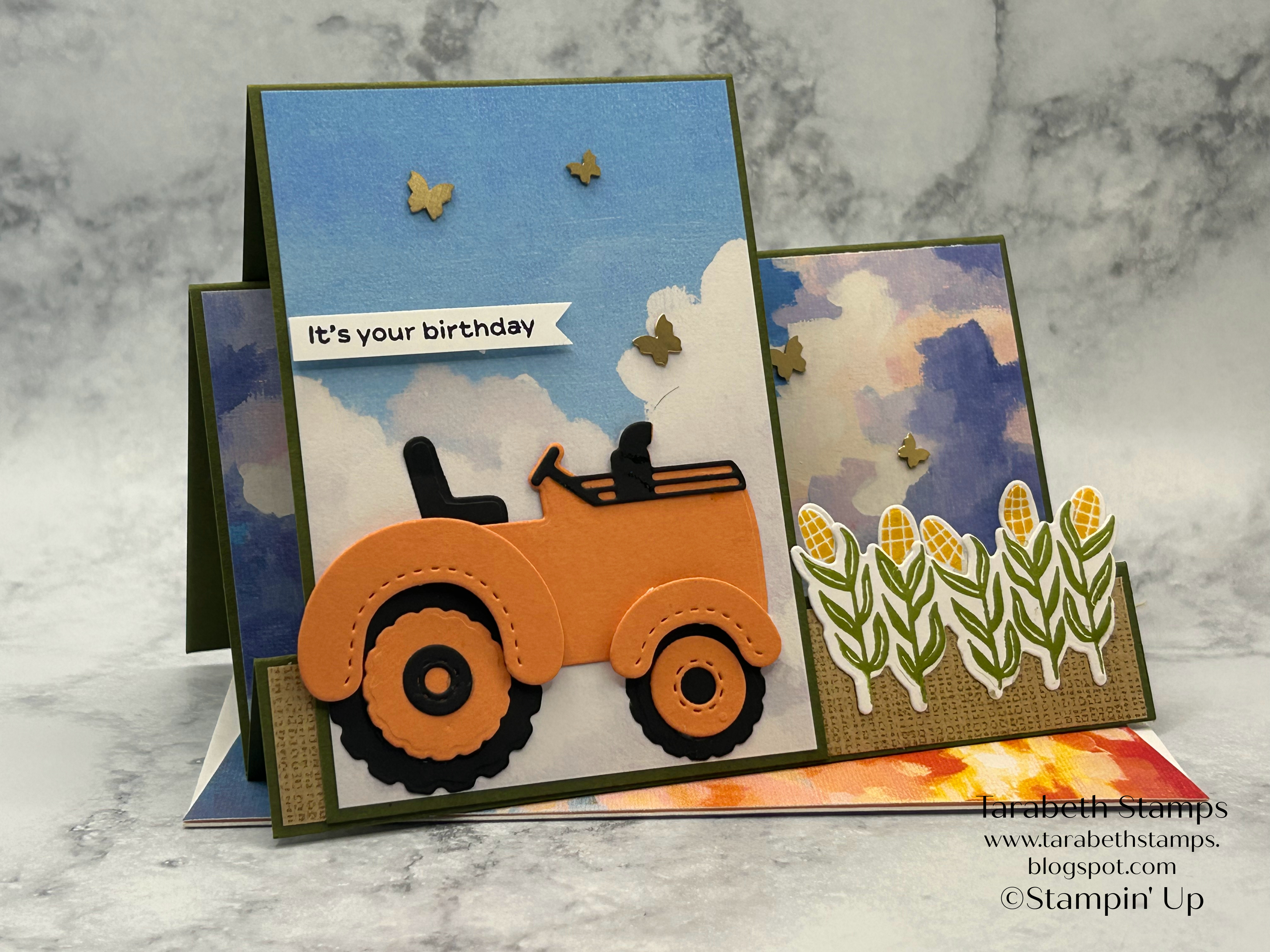 Stampin’ Up Tractor & Co Birthday Faux Side Step Card Video Tutorial ...