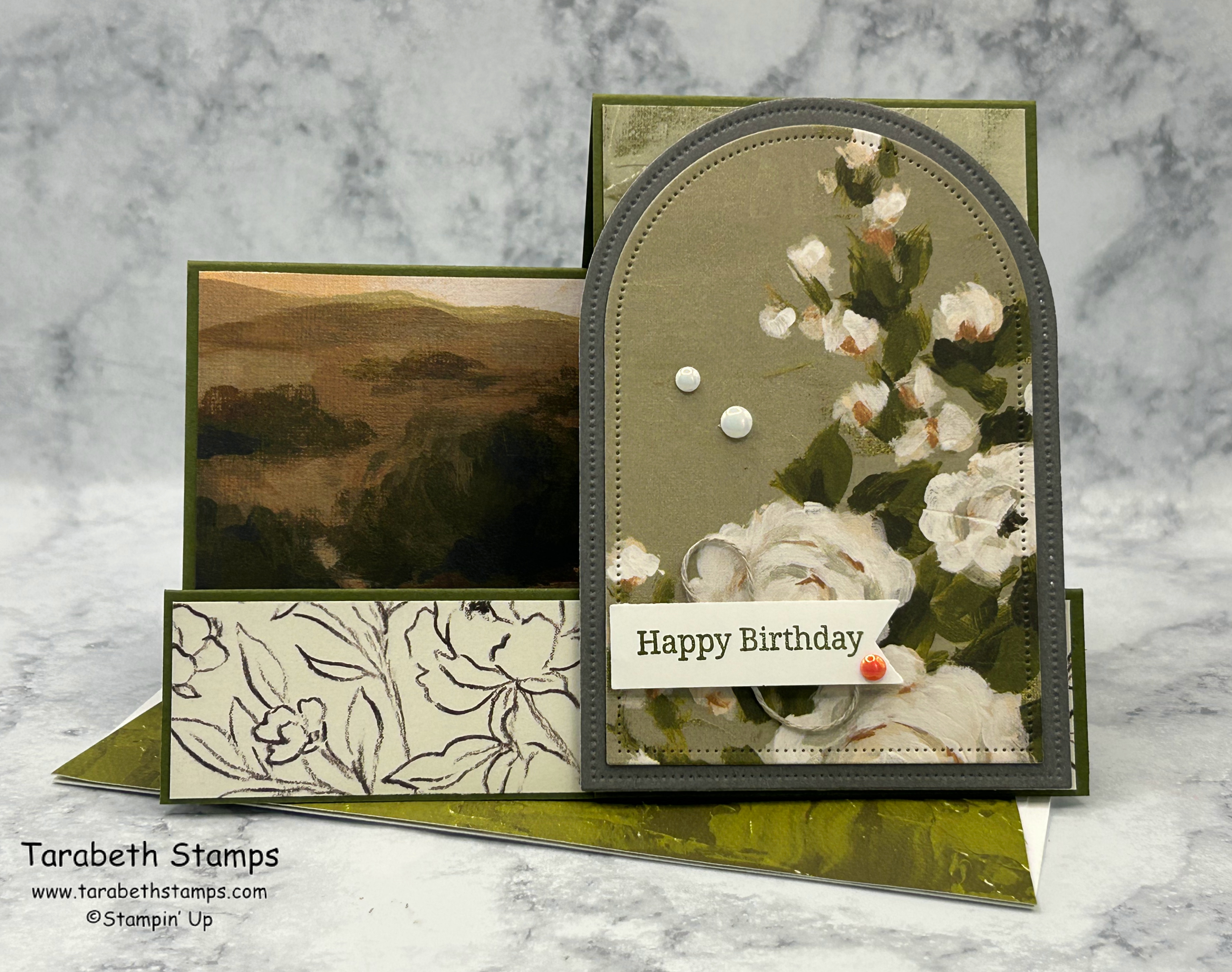 Stampin’ Up Gallery Blooms Birthday Faux Side Step Card – Tarabeth Stamps